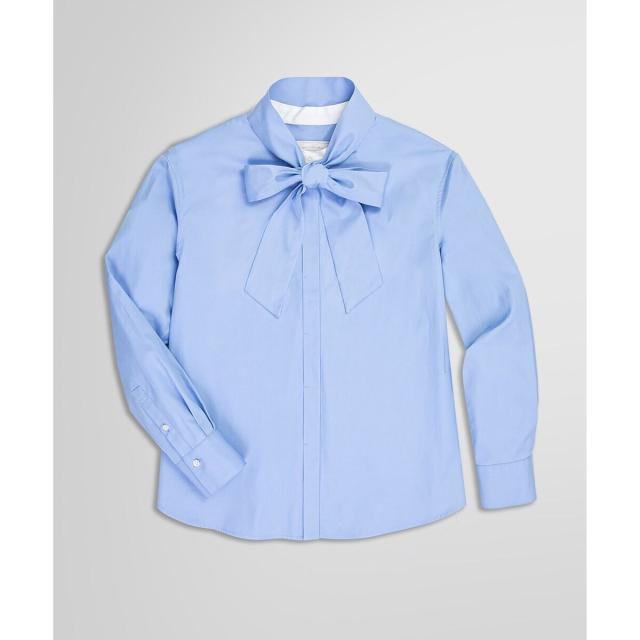 ブルックスブラザーズ（Brooks Brothers）/コットンポプリン Aライン ボウタイブラウス