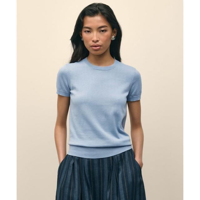 ブルックスブラザーズ（Brooks Brothers）/スーピマコットン クルーネック ショートスリーブセーター