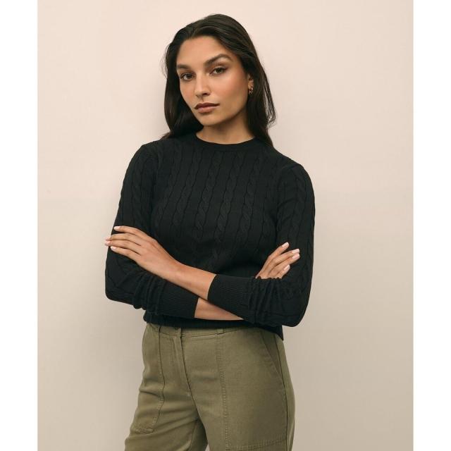 ブルックスブラザーズ（Brooks Brothers）/スーピマコットン ケーブル クルーネックセーター