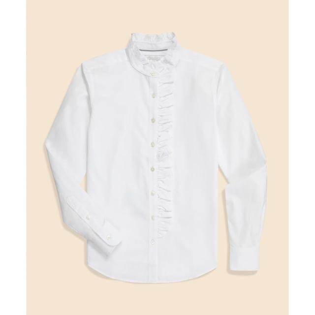 ブルックスブラザーズ（Brooks Brothers）/スーピマコットン　ラッフルカラーブラウス