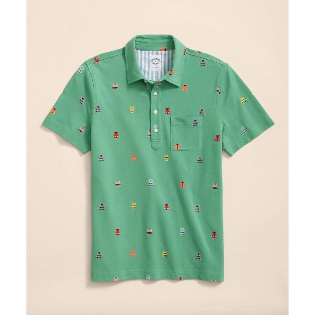 ブルックスブラザーズ（Brooks Brothers）/コットンピケ　ライフジャケットプリント　ポロシャツ