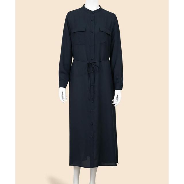 ブルックスブラザーズ（Brooks Brothers）/ポリエステルツイル　バンドカラー　ロングシャツワンピース