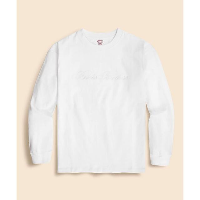 ブルックスブラザーズ（Brooks Brothers）/USAコットンジャージー　ヘビーウェイト　ロゴエンブロイダリー　ロングスリーブ　Tシャツ