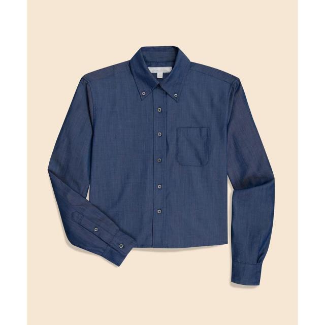 ブルックスブラザーズ（Brooks Brothers）/ポリエステル／レーヨン　シャンブレー　クロップド　ボタンダウンシャツ