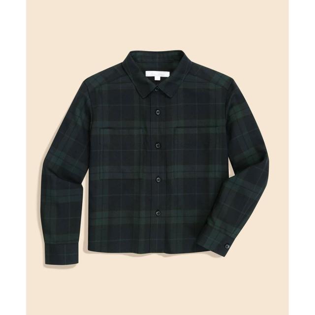 ブルックスブラザーズ（Brooks Brothers）/ウール／ポリエステル　ブラックウォッチ　クロップド　シャツジャケット