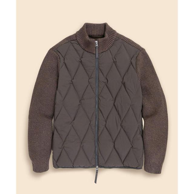 ブルックスブラザーズ（Brooks Brothers）/ストレッチナイロン／コットンブレンド　ニット×キルティング　ダウンジャケット