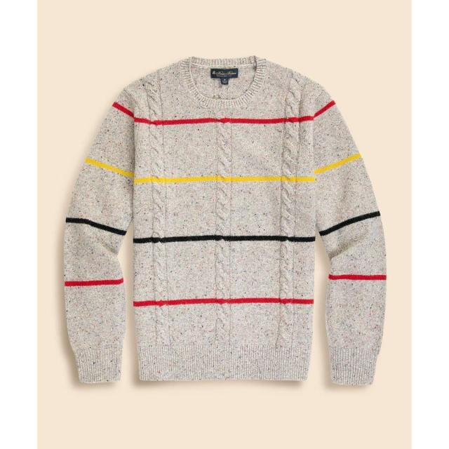 ブルックスブラザーズ（Brooks Brothers）/メリノウール　ドネガル　ストライプ　クルーネックセーター