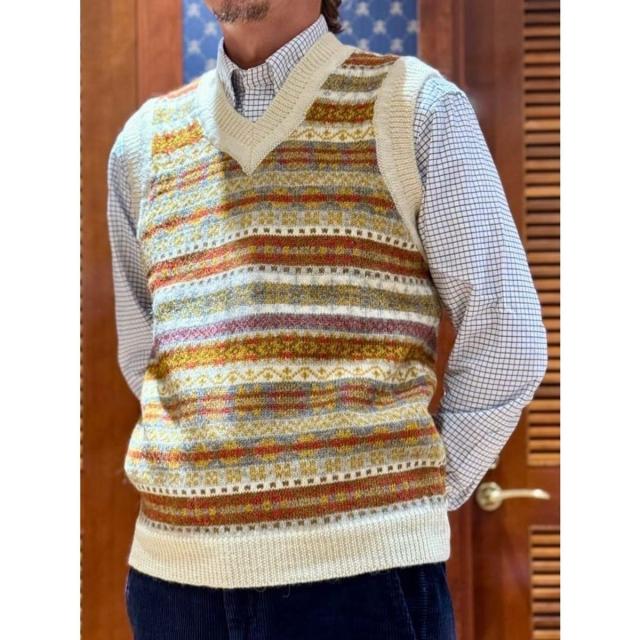 ブルックスブラザーズ（Brooks Brothers）/ウール　フェアアイル　Vネックベスト　Made in UK