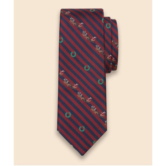 ブルックスブラザーズ（Brooks Brothers）/シルク　クリスマスジョッキー　ストライプタイ　Made in USA