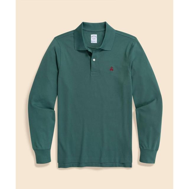 【NEW】ブルックスブラザーズ（Brooks Brothers）/スーピマコットンストレッチピケ　GFロゴ　ロングスリーブポロシャツ　Slim Fit