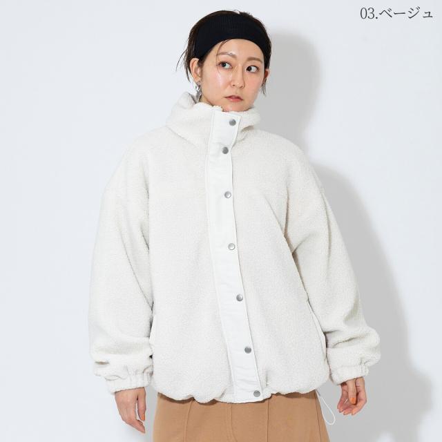 アンドノエル（And Noel）/スタンドカラー中綿入りボアジャケット[80644063]macaron