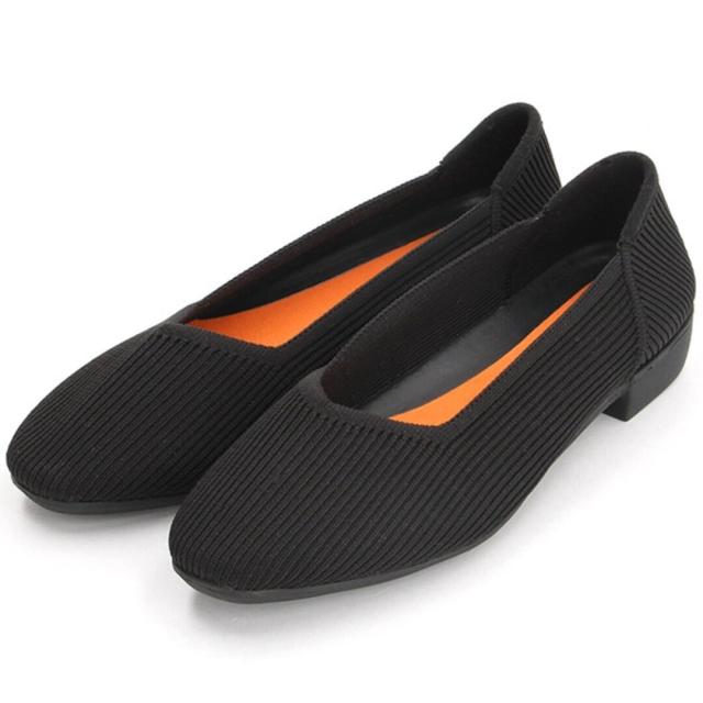 ケソウ（Kesou）/NEW【19．5〜27．0cm】リブ編み　ラウンドスクエアトゥ・1．5cmヒールニットパンプス