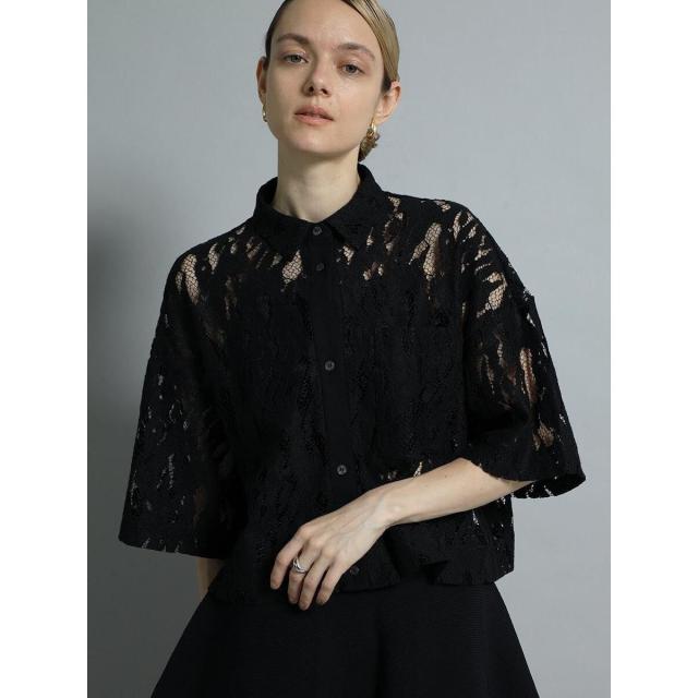 アーガブラック（AgaBLACK）/オーガニックコットンレースシャツブラウス
