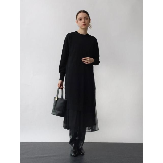 アーガブラック（AgaBLACK）/ニットレイヤードチュールワンピース