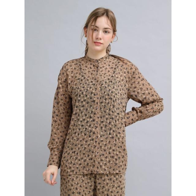 アンプル（Ample）/ドットジャガードフラワーシフォンブラウス