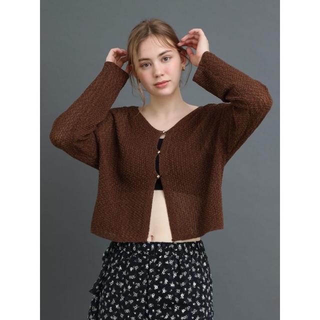アンプル（Ample）/メッシュニットショートカーディガン