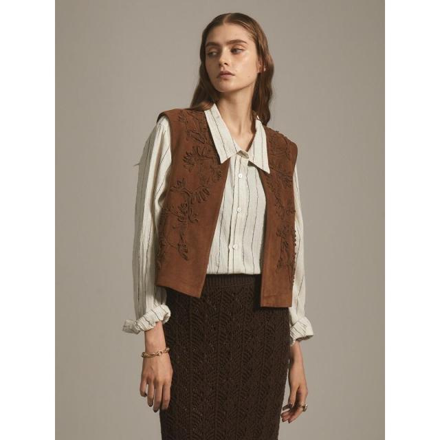 アンプル（Ample）/フェイクスウェード刺繍ベスト