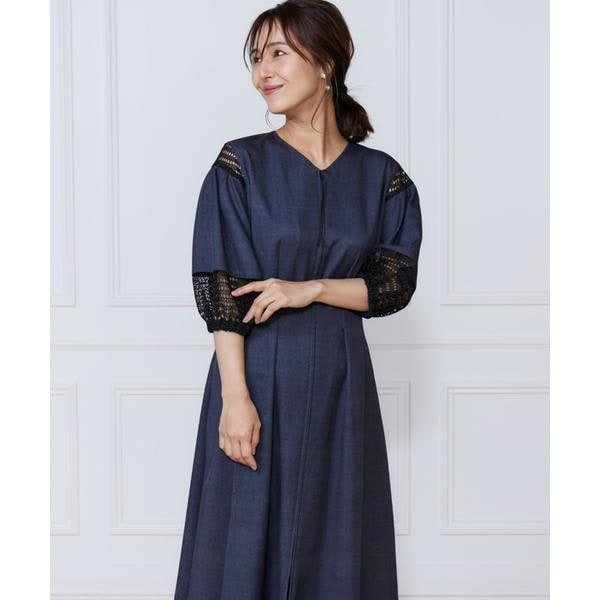 エフデ ブラック（ef−de Black）/デニムプリントレース使いワンピース