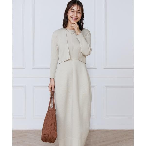 エフデ ブラック（ef−de Black）/リブ×天竺ベルシェイプニットワンピース