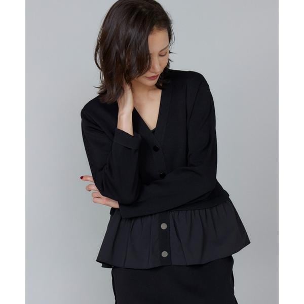 ルスーク（Le Souk）/異素材フリルミラノリブカーディガン