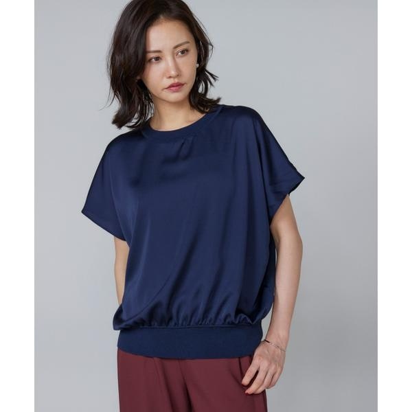 ルスーク（Le Souk）/《大きいサイズ》シルキーライクフレンチスリーブニットプルオーバー