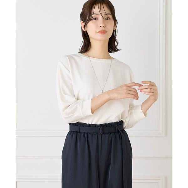 ルスーク（Le Souk）/《大きいサイズ》異素材リブ 七分袖プルオーバー