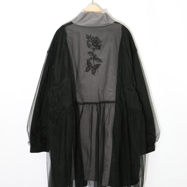 スカラー（ScoLar）/ScoLar スカラー 花蝶刺繍チュール重ねロングブルゾン