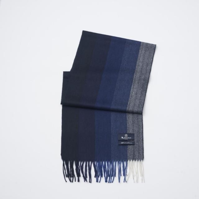 アクアスキュータム（AQUASCUTUM）/【マフラー】アクアスキュータム｜カシミヤ ブロックストライプ ヘリンボン
