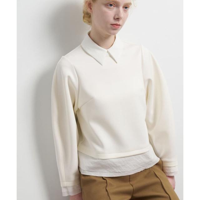 ランバン オン ブルー（LANVIN en Bleu）/シャツカラーコンビカットソー