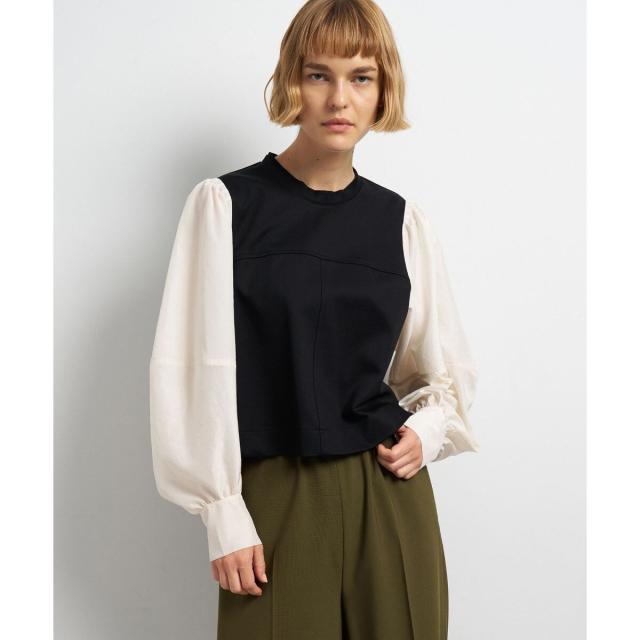 ランバン オン ブルー（LANVIN en Bleu）/ボリュームスリーブコンビブラウス