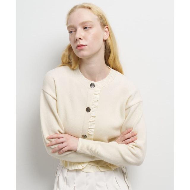 ランバン オン ブルー（LANVIN en Bleu）/タフタトリムニットカーディガン