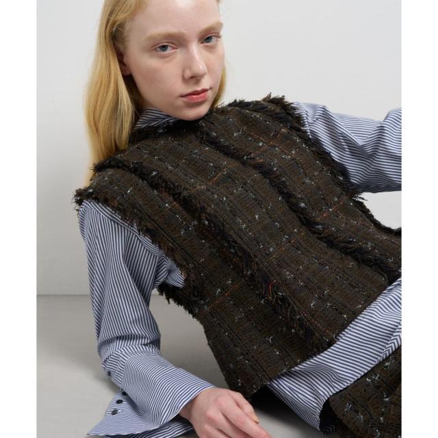 ランバン オン ブルー（LANVIN en Bleu）/ツイードプルオーバーベスト
