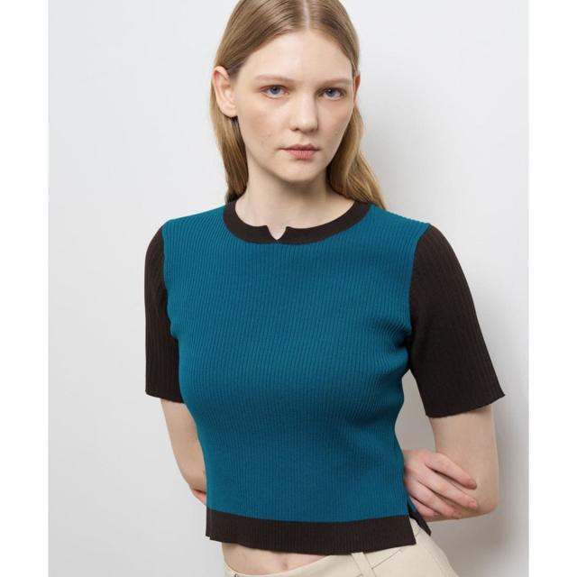 ランバン オン ブルー（LANVIN en Bleu）/カラーブロックリブニット