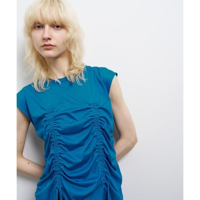 ランバン オン ブルー（LANVIN en Bleu）/ドロストギャザーノースリーブカットソー