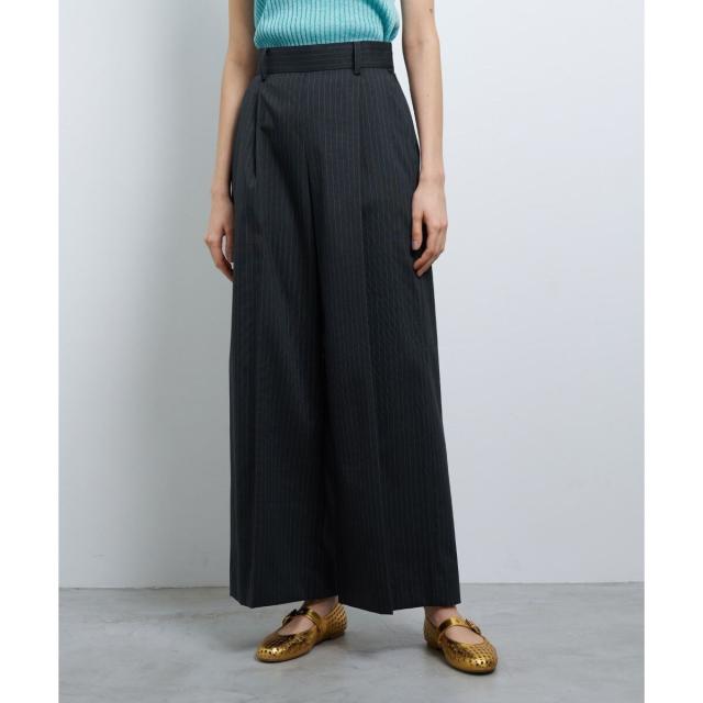 ランバン オン ブルー（LANVIN en Bleu）/ウールポリエステルタックワイドパンツ