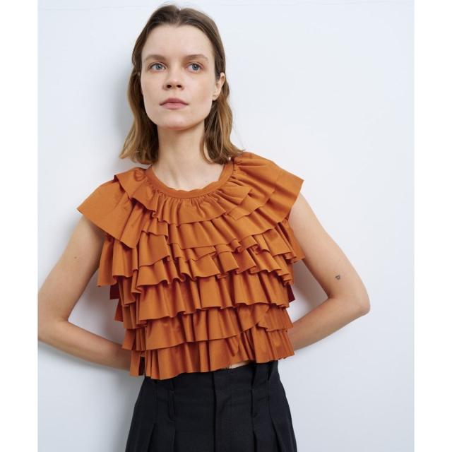 ランバン オン ブルー（LANVIN en Bleu）/ランダムフリルカットソー