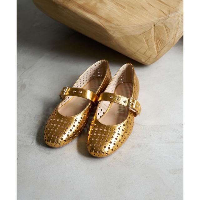 ランバン オン ブルー（LANVIN en Bleu）/パンチングレザーバレエシューズ