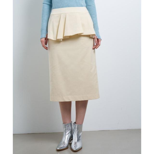 ランバン オン ブルー（LANVIN en Bleu）/ベルベットペプラムミディスカート