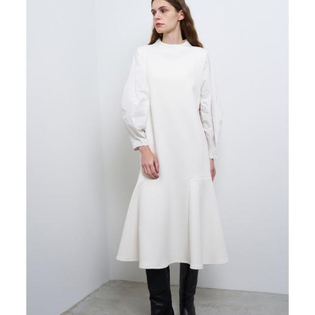 ランバン オン ブルー（LANVIN en Bleu）/タフタスリーブコンビワンピース