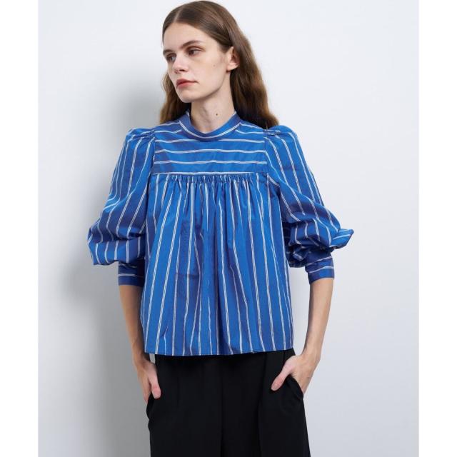 ランバン オン ブルー（LANVIN en Bleu）/FABRICAスタンドカラーフレアブラウス