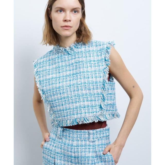 ランバン オン ブルー（LANVIN en Bleu）/ツイード2WAYショートベスト