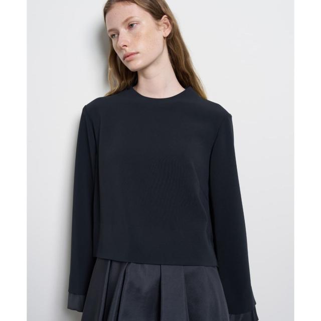 ランバン オン ブルー（LANVIN en Bleu）/トリアセテートコンビブラウス