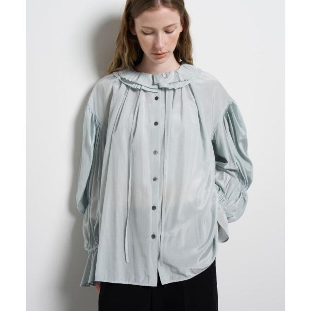 ランバン オン ブルー（LANVIN en Bleu）/トリアセローンフリルカラーブラウス