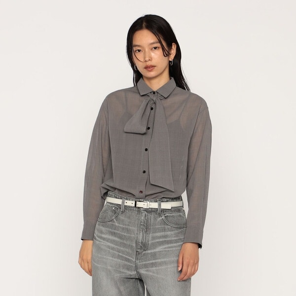 メゾンプラチナ（Maison Platinum）/シアーグレンチェックボイル ボウタイシャツ