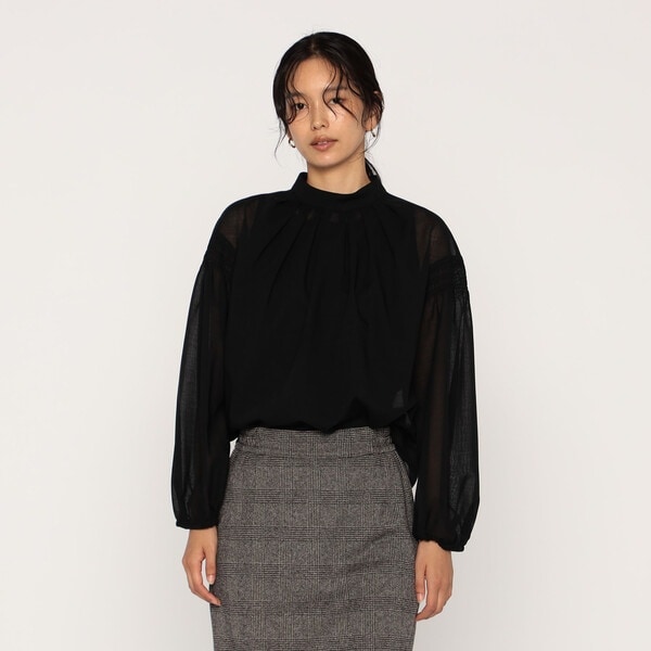 メゾンプラチナ（Maison Platinum）/ウールボイル スタンドカラ?タックブラウス