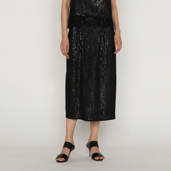 メゾンプラチナ（Maison Platinum）/【セットアップ対応】スパンコール刺繍ボンディング ナロースカート