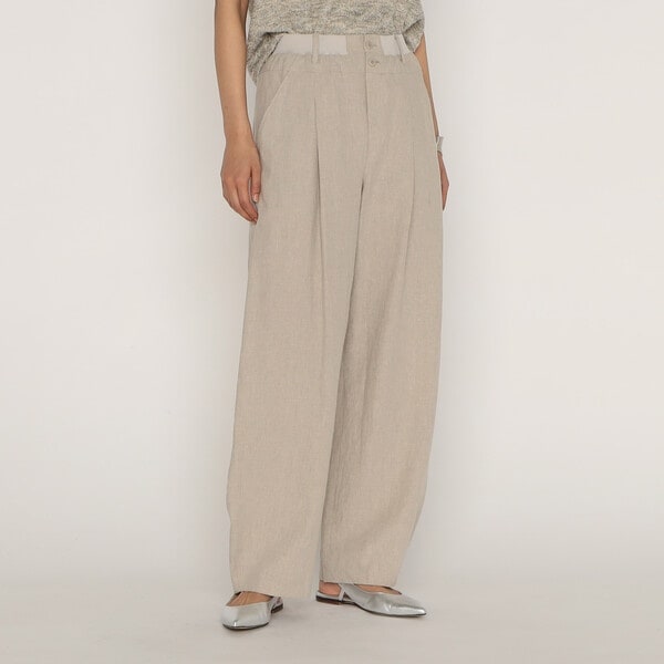 メゾンプラチナ（Maison Platinum）/リネンストレッチ平織り バレルパンツ