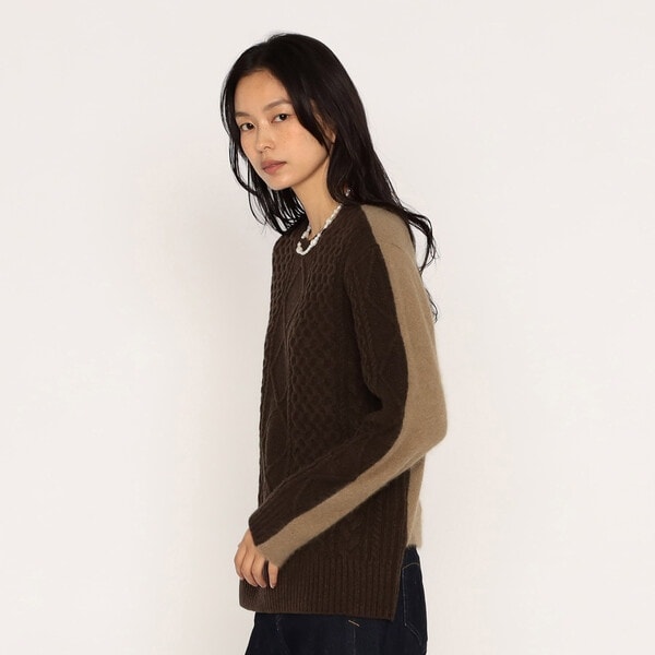 【NEW】メゾンプラチナ（Maison Platinum）/アラン×ラクーンシルクコンビ プルオーバー