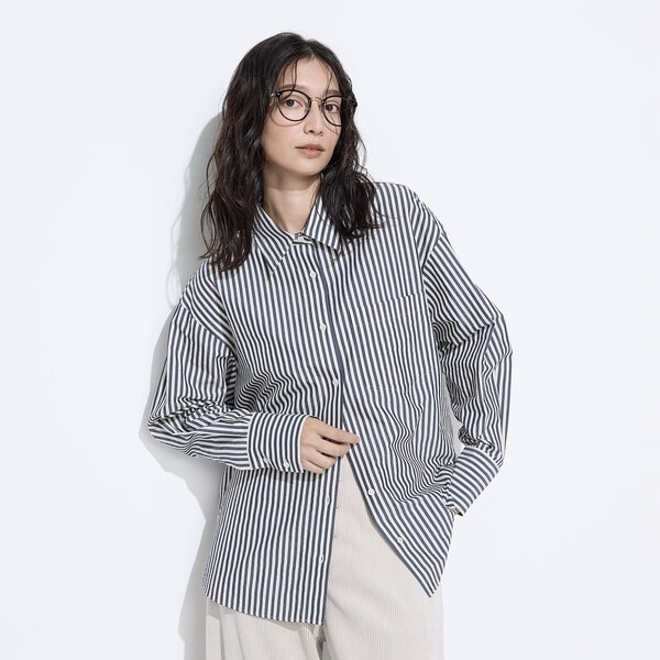 コムサワードローブ（COMME CA Wardrobe）/オーガニックキュプラ混 ストライプシャツ