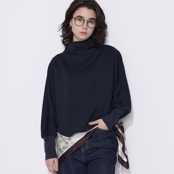 【NEW】コムサワードローブ（COMME CA Wardrobe）/ソフトストレッチダンボールニット ボトルネックプルオーバー